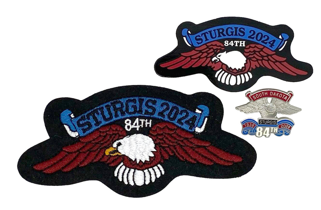Sturgis Eagle Wing Pin, Patch & Sticker Set - 2024 – Sturgis Tees